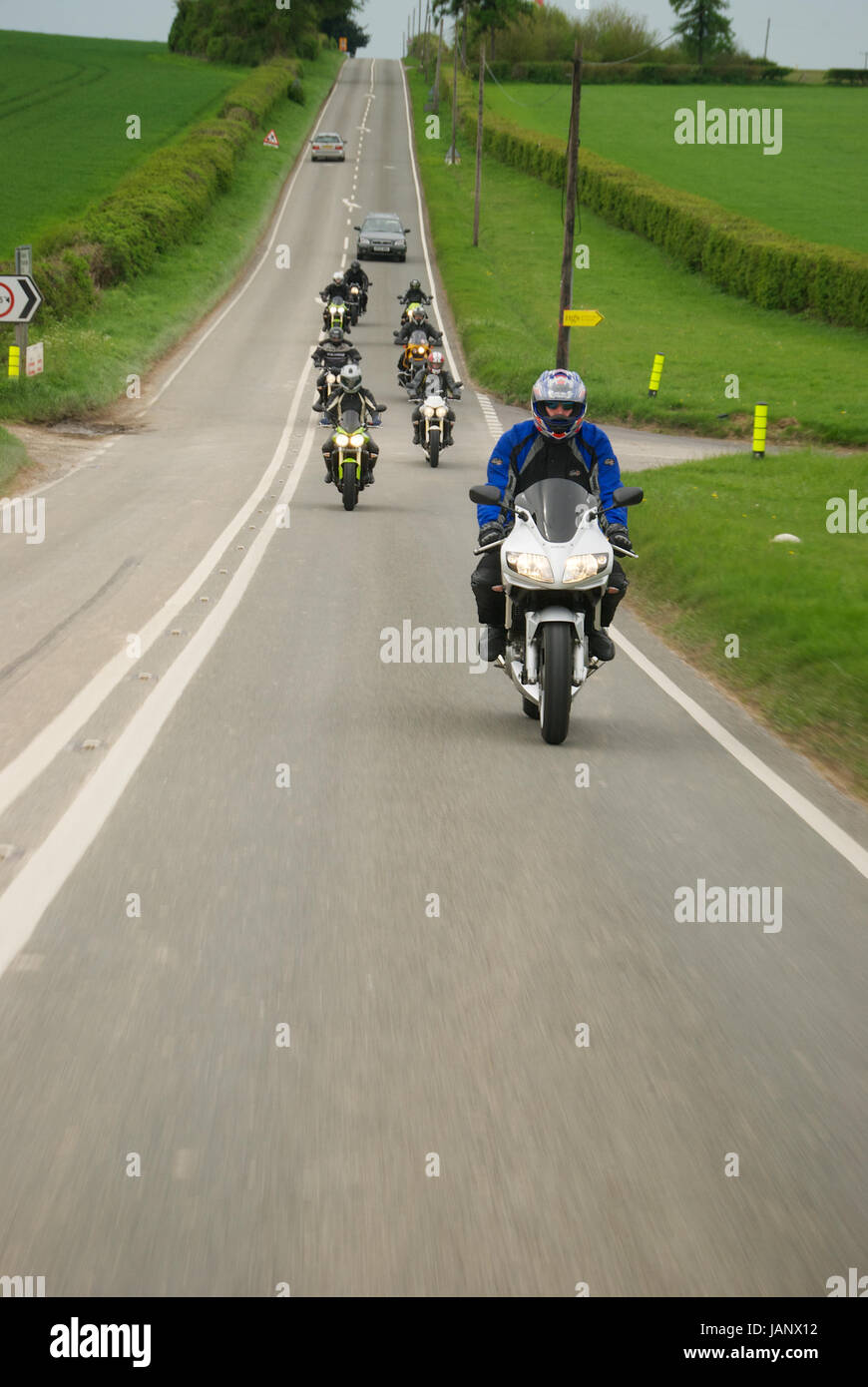 Group of motorcycles at speed on the highway with motion blur Stock ...