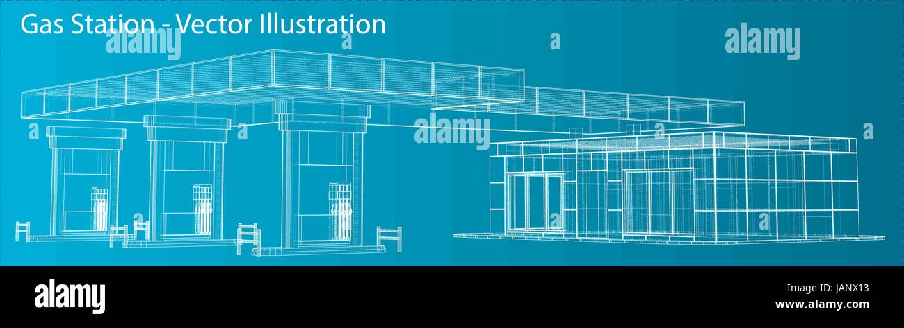 Gas Station. Wire frame vector illustration Stock Vector Image & Art ...