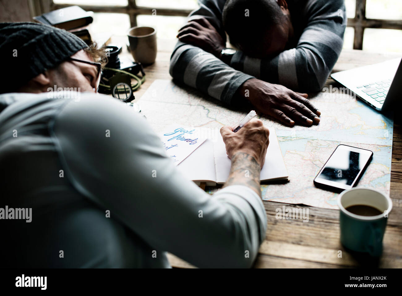 Men planning the journey Stock Photo - Alamy