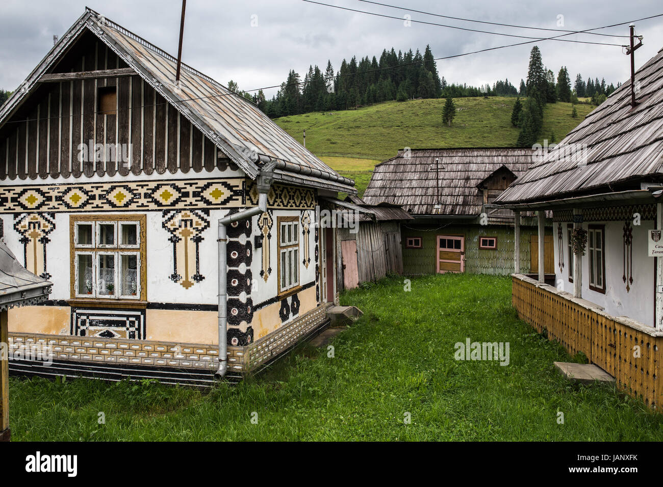 Romanian countryside traditional architecture, beutiful mountainous ...