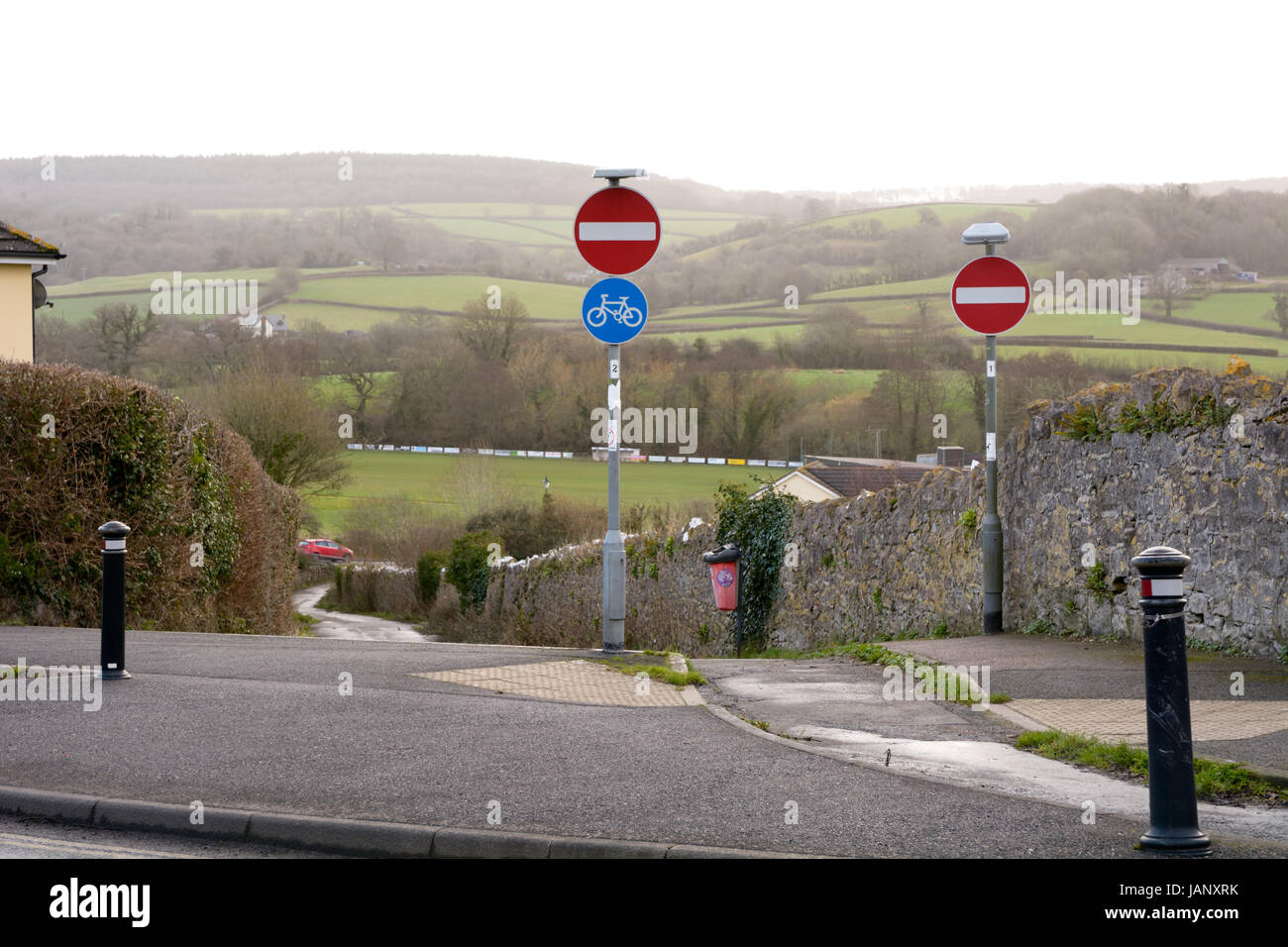 Cycle lane with no entry to cars signs hi-res stock photography and ...