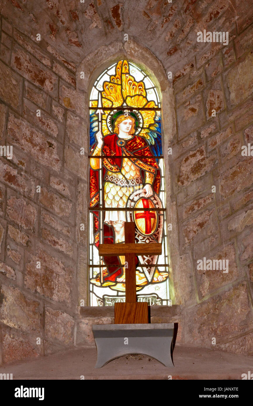 Stained Glass window with St Christopher in St Nicholas Ringmore in the ...