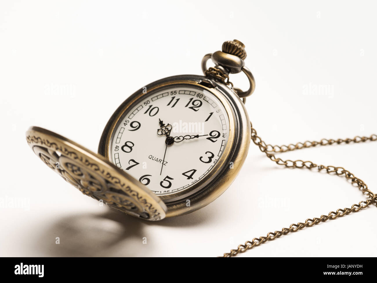 pocket watch with golden chain on white background Stock Photo - Alamy
