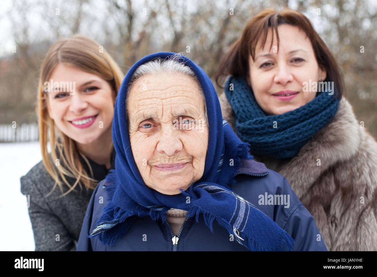 Picture of three generations of beautiful female outdoor Stock Photo ...