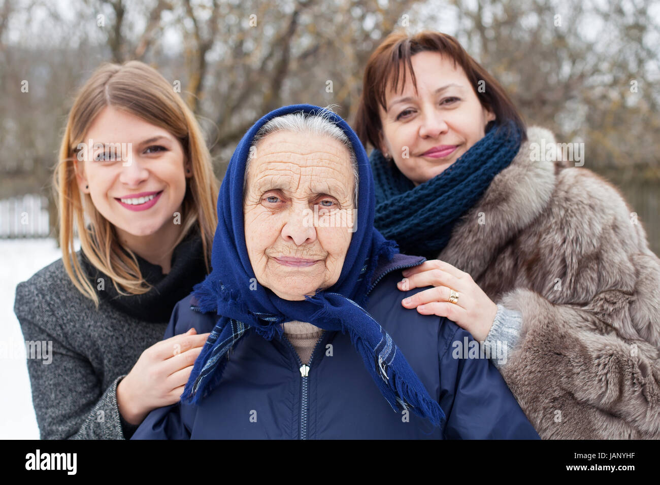 Picture of three generations of beautiful happy female outdoor Stock ...