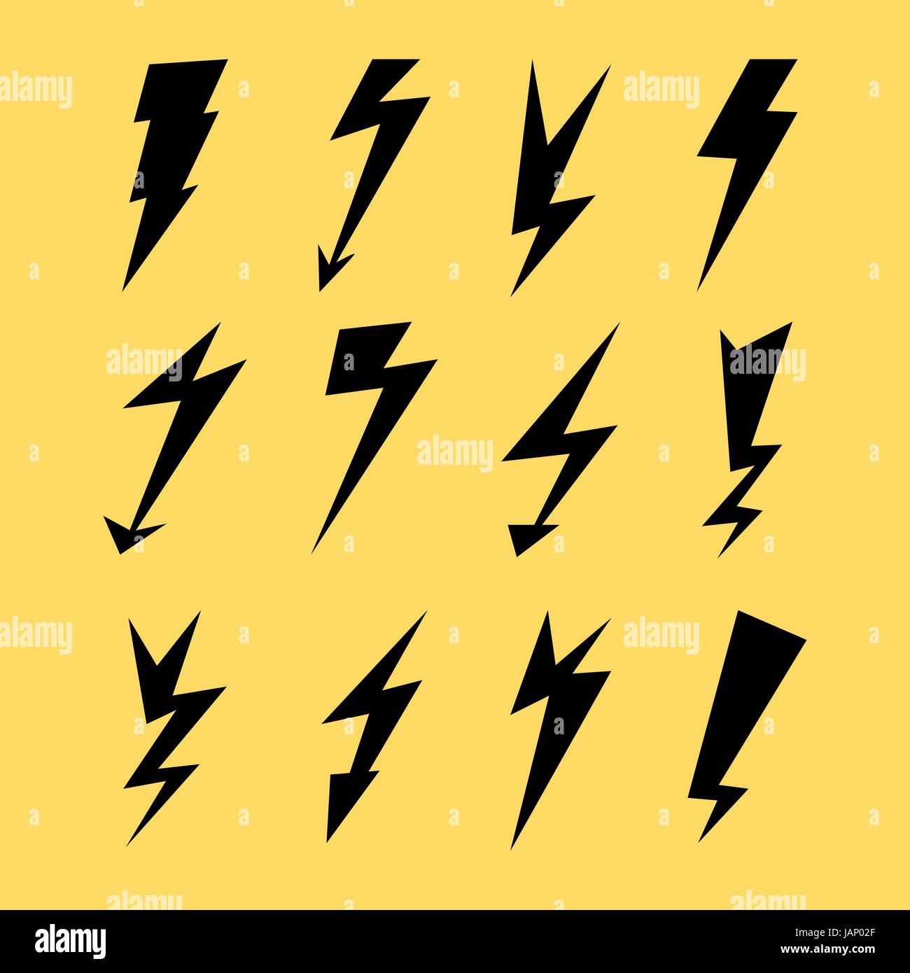Lightning Signs Vector Set. Lightning Bolt Icons. Thunder Bolt Symbols ...