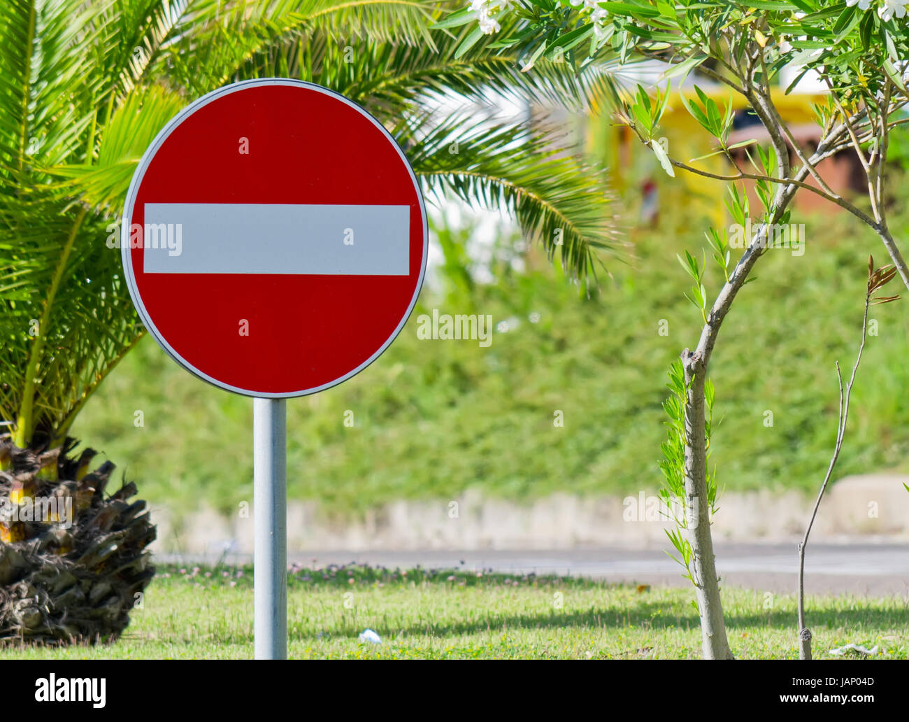 no entry sign on a grass Stock Photo - Alamy