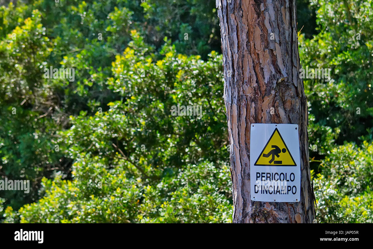 stumble sign on a wood in a park Stock Photo - Alamy