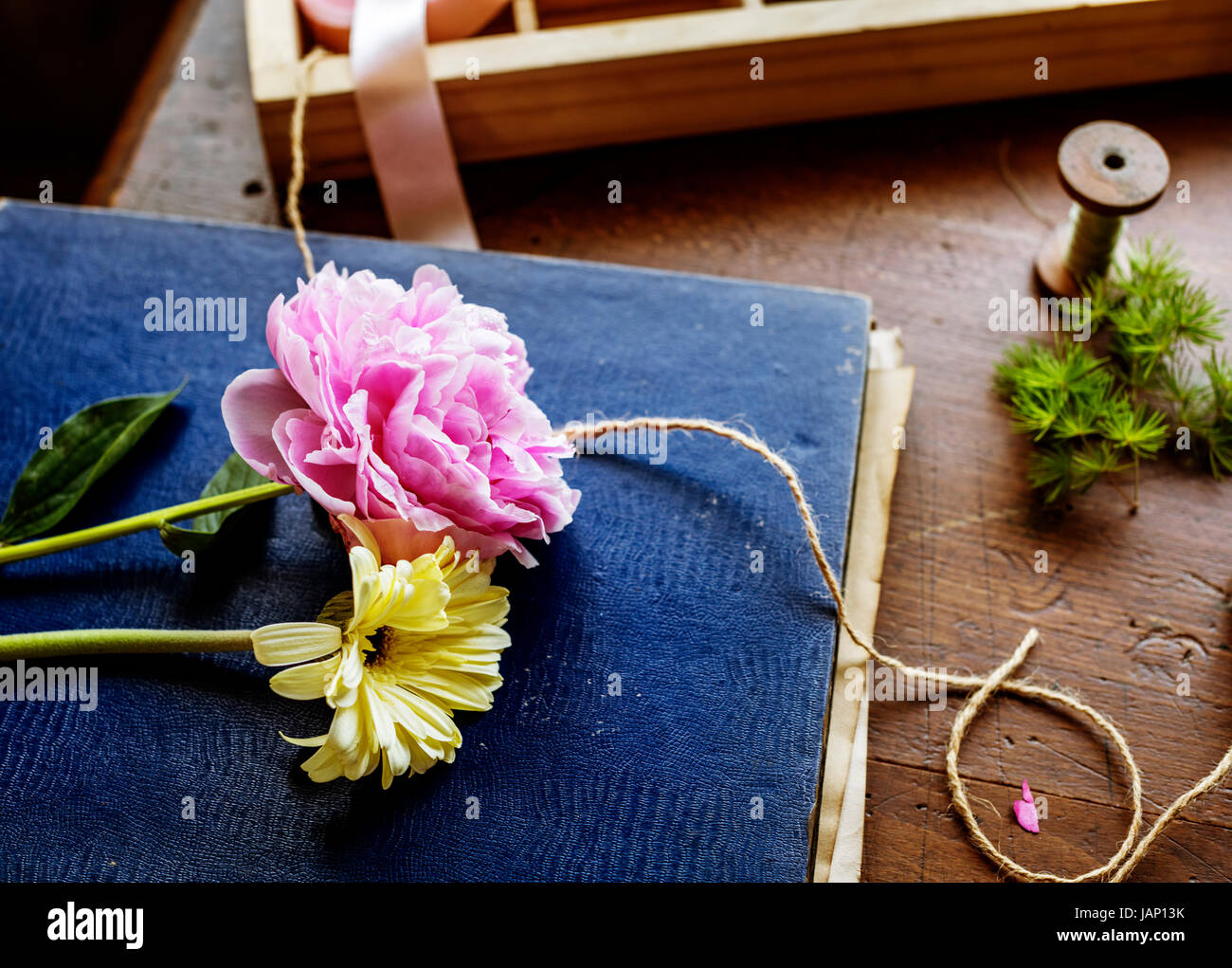 Flower on the cover book Stock Photo - Alamy