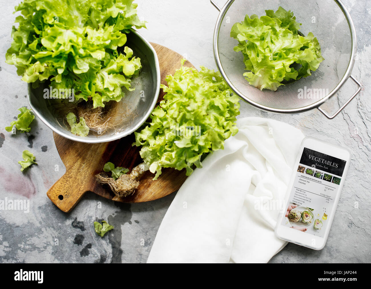 Aerial view of organic green oak salad vegetable Stock Photo - Alamy