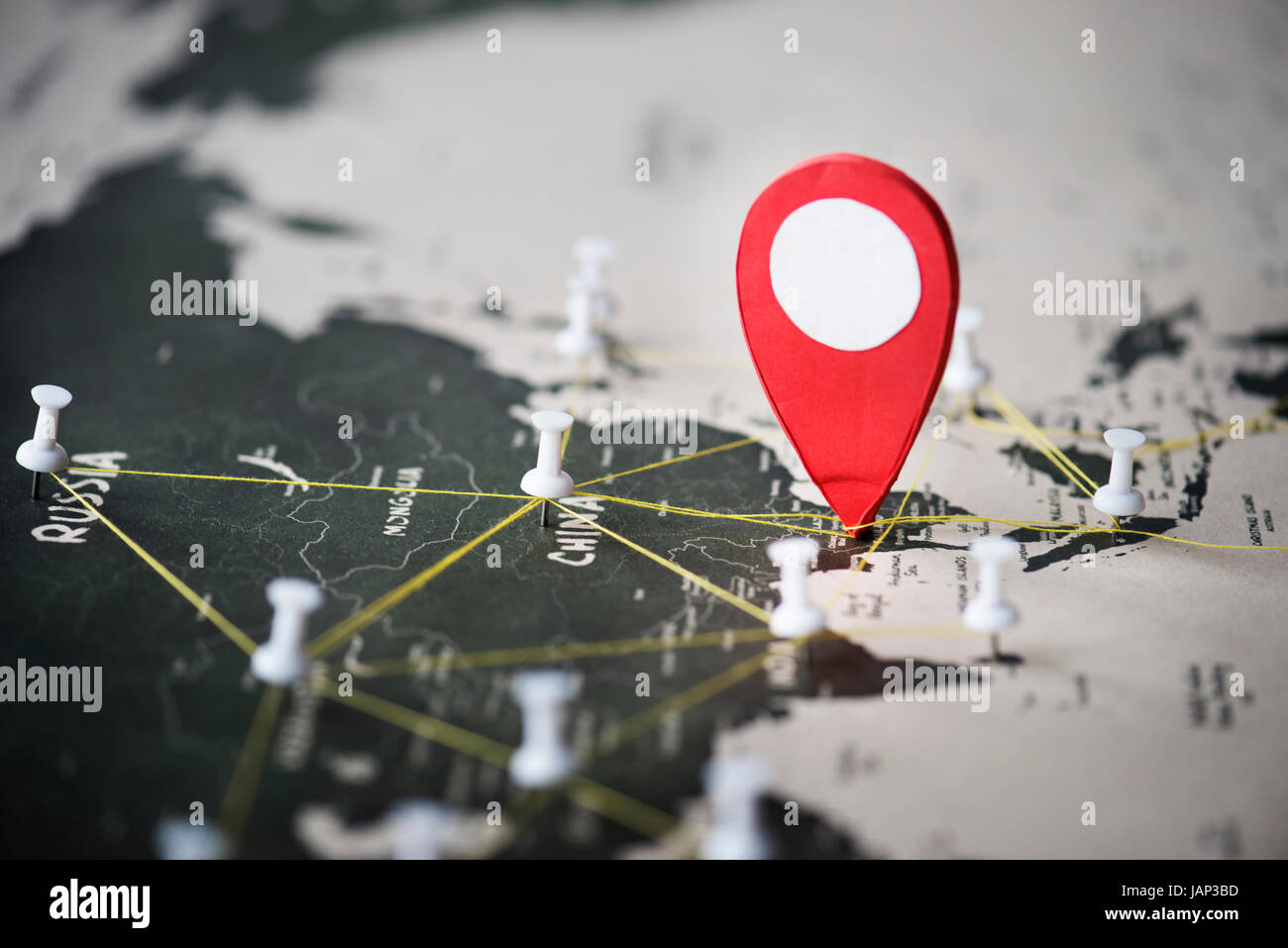 Pins on map of world hi-res stock photography and images - Alamy
