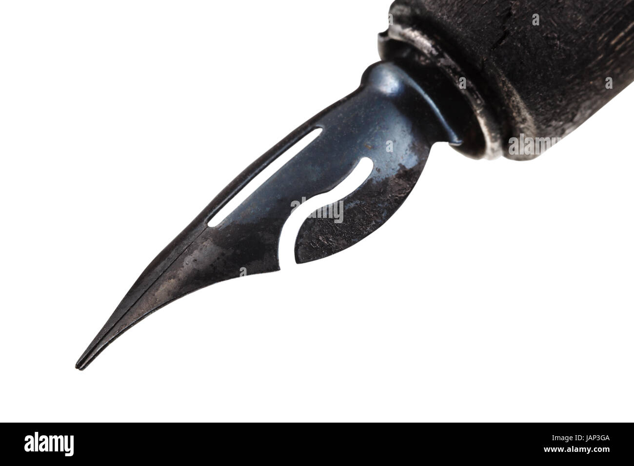 black sharp nib of drawing pen close up isolated on white background ...