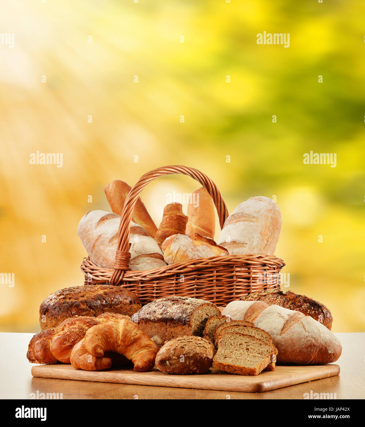 Wicker basket with variety of baking products Stock Photo - Alamy