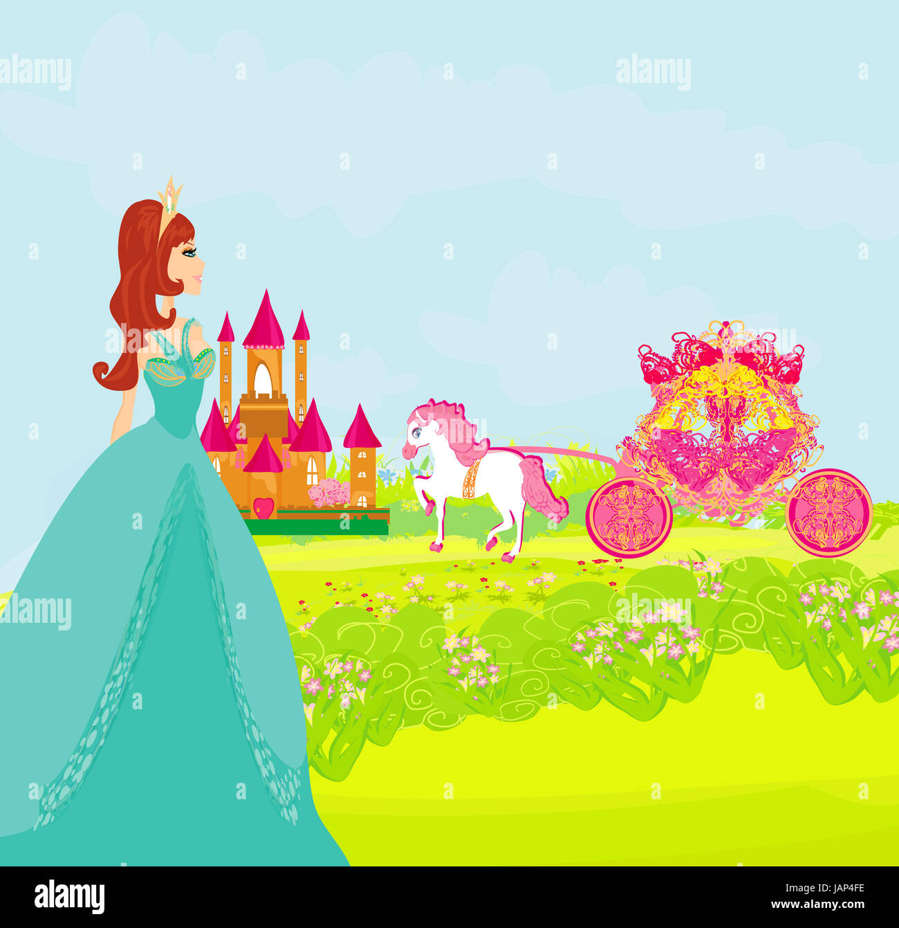 Beautiful princess on landscape Stock Photo - Alamy