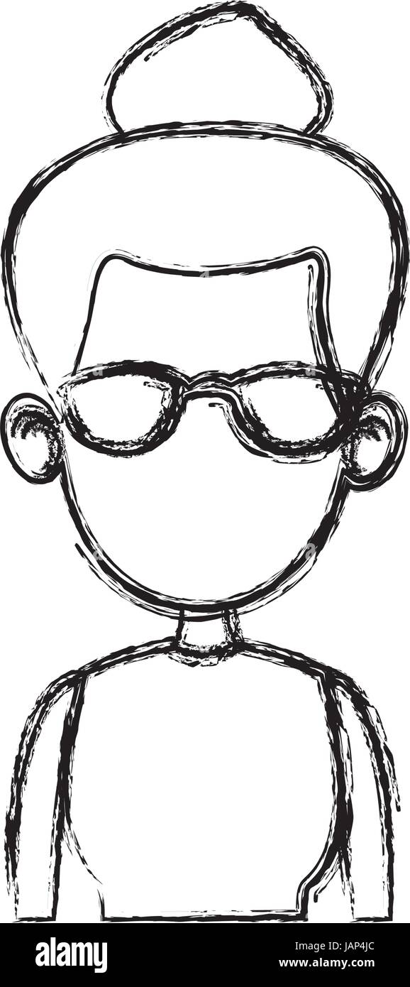 silhouette drawing of faceless half body woman hairstyle vector ...