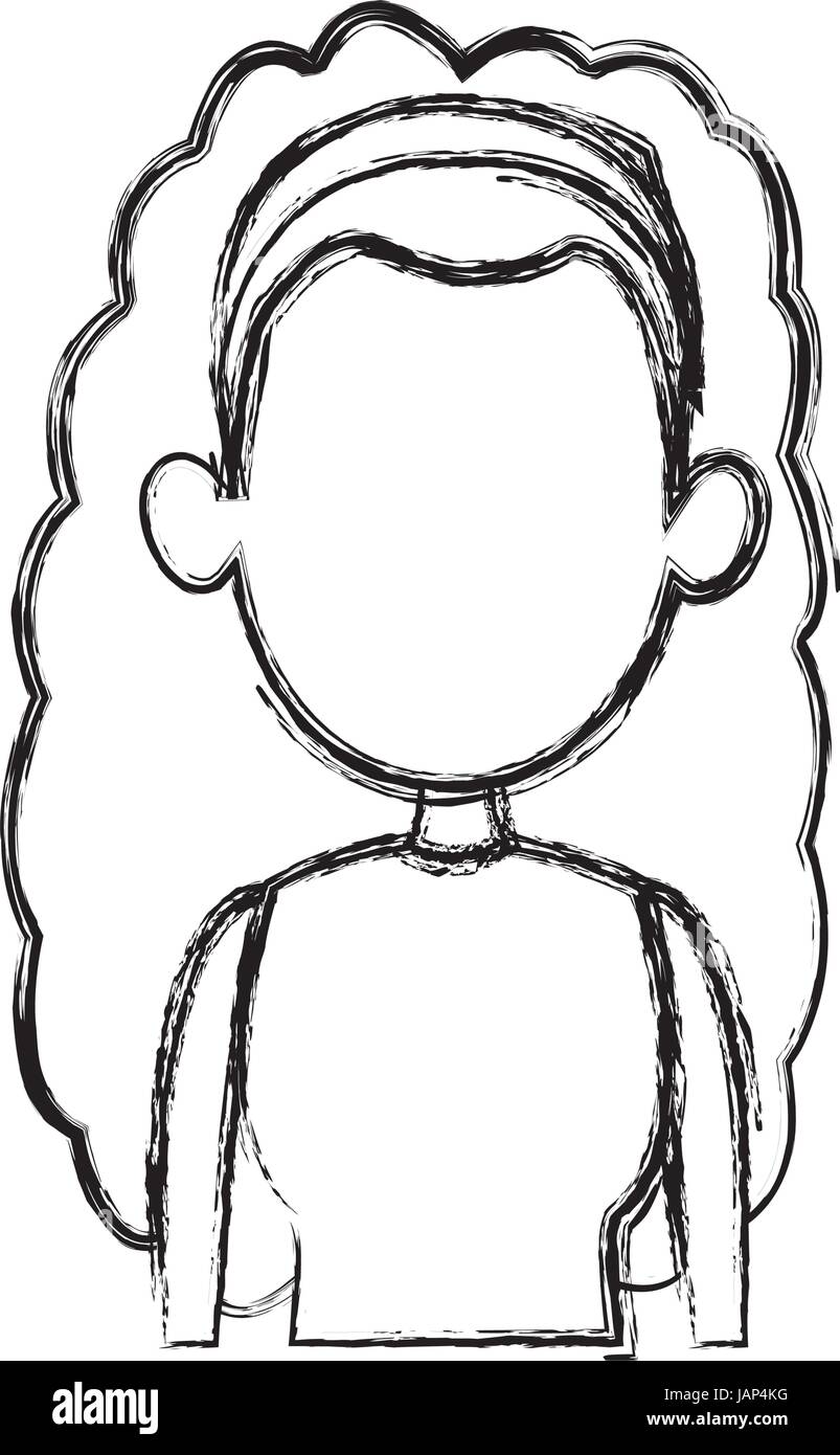 silhouette drawing of faceless half body woman hairstyle vector ...