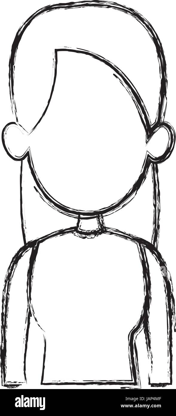 silhouette drawing of faceless half body woman hairstyle vector ...