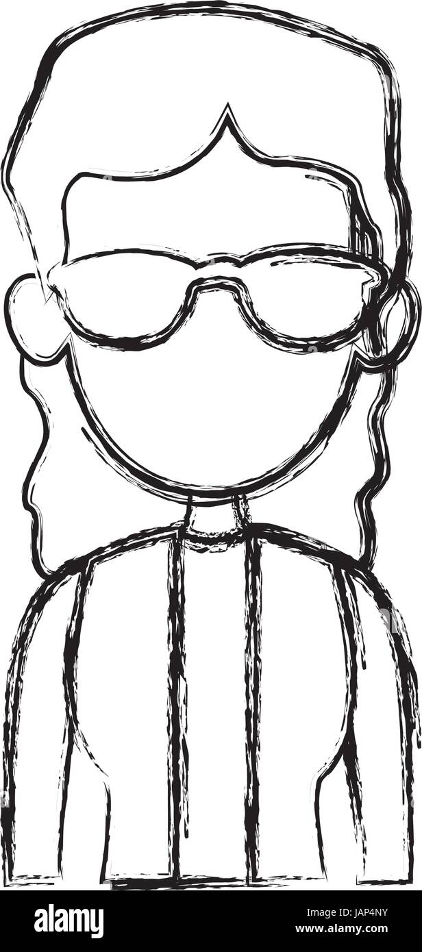 silhouette drawing of faceless half body woman hairstyle vector ...