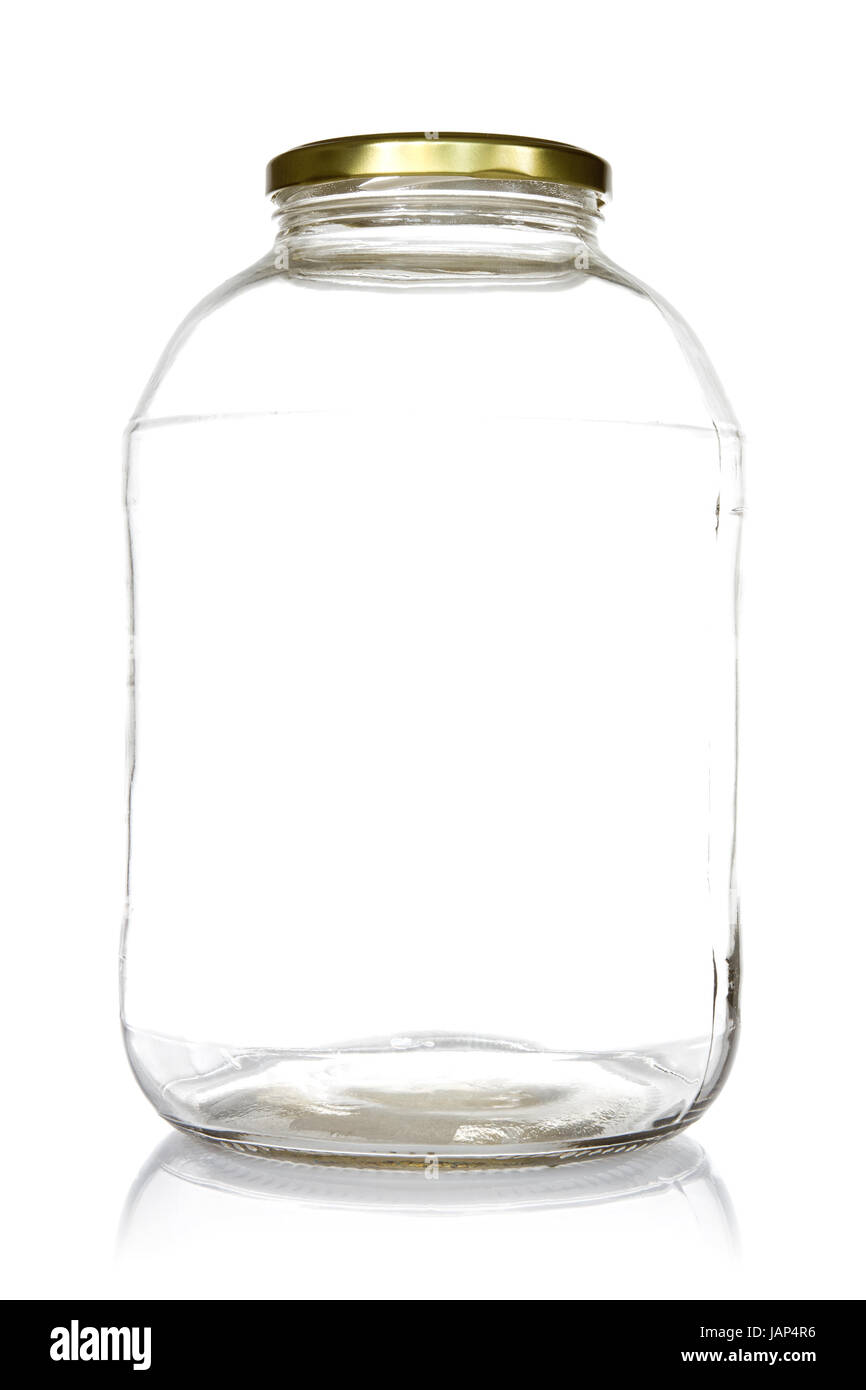 Empty glass jar isolated on white background Stock Photo - Alamy