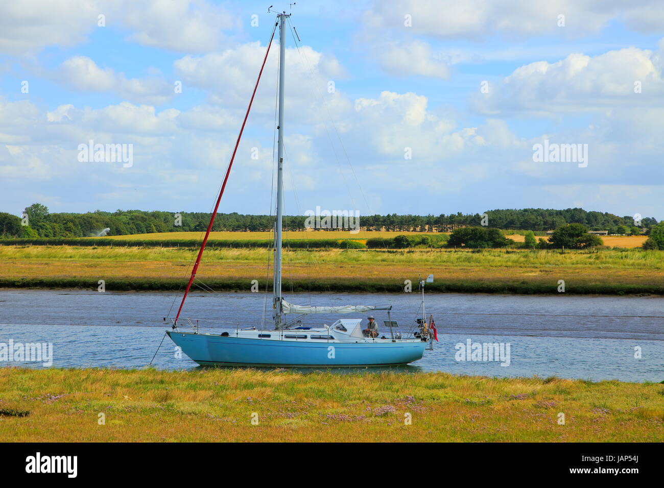 Butley Creek river landscape, Boyton, Suffolk, England, UK yacht at ...
