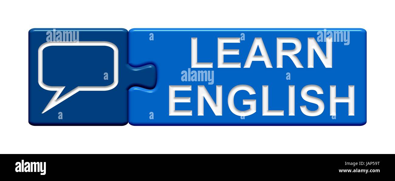 puzzle button: learn english Stock Photo - Alamy