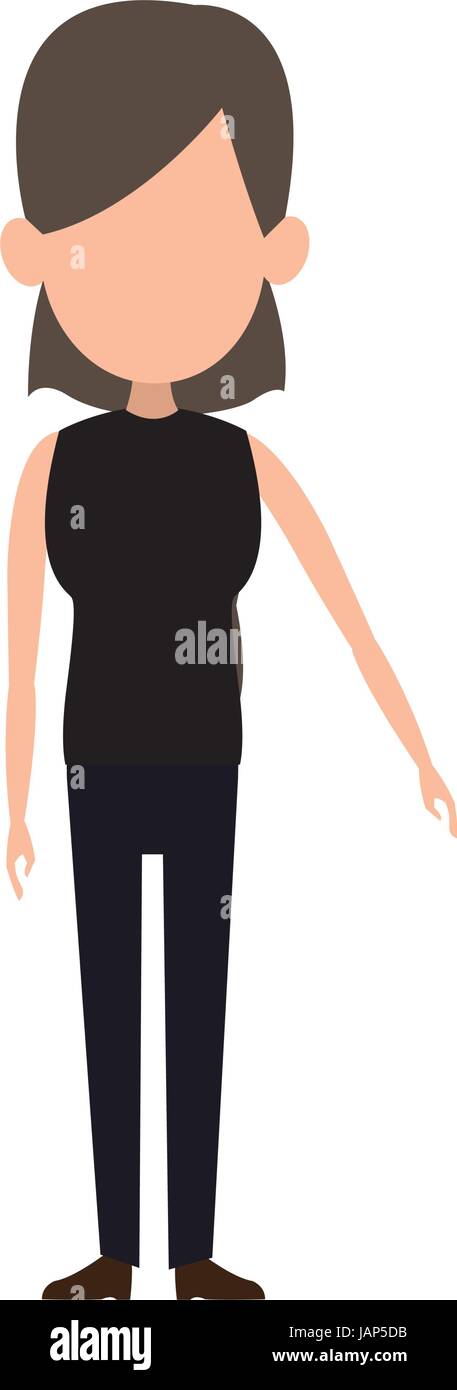 character woman female standing cartoon gesture image Stock Vector ...