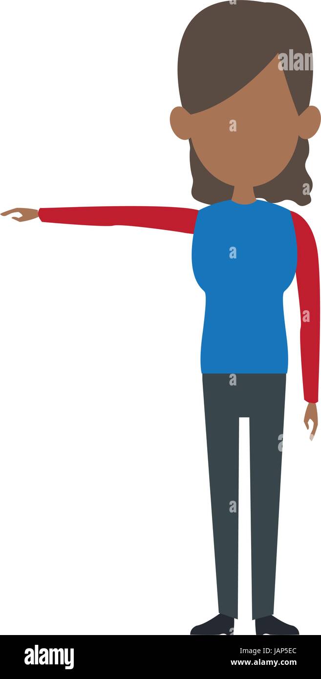 character woman female standing cartoon gesture image Stock Vector ...