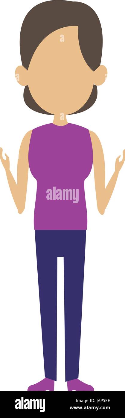 character woman female standing cartoon gesture image Stock Vector ...