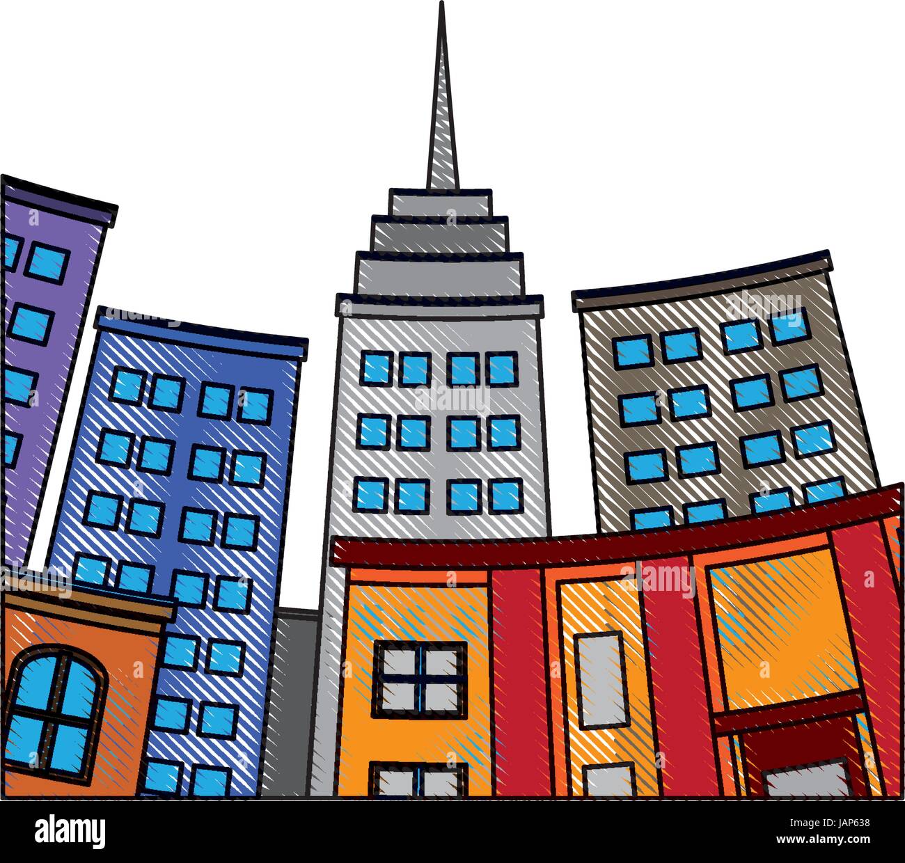 skyscrapers of city perspective from under the bottom vector ...