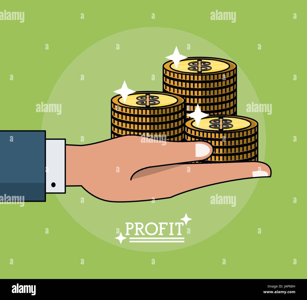 colorful poster of profit with hand holding coins Stock Vector Image ...