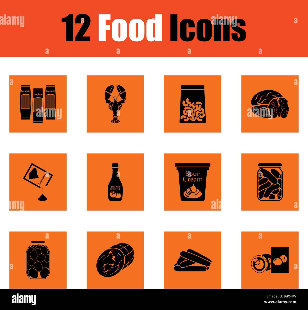 Set of food icons. Orange design. Vector illustration Stock Vector ...