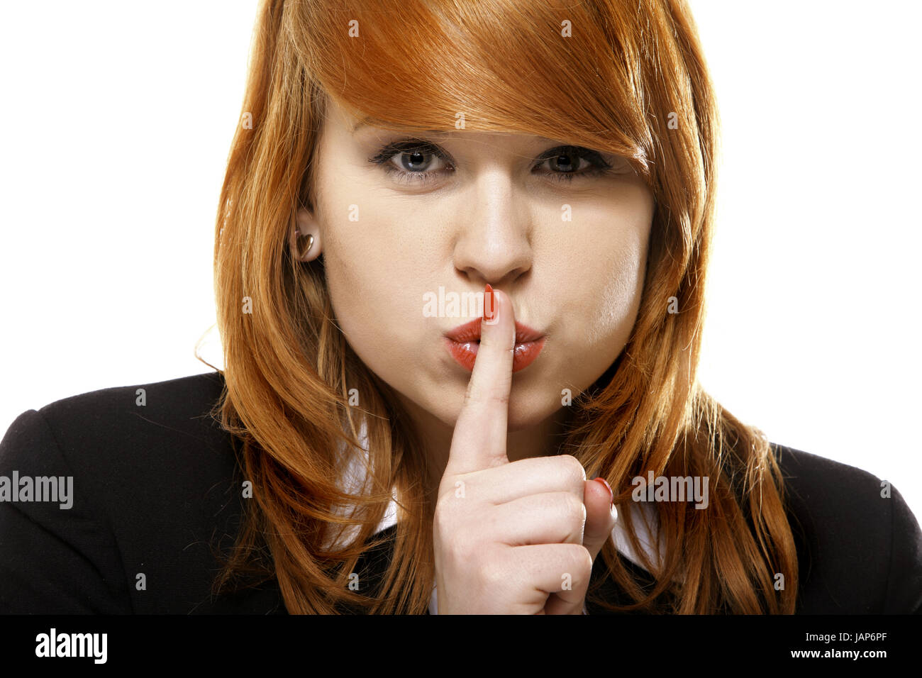 Profile woman silence hush sign hi-res stock photography and images - Alamy