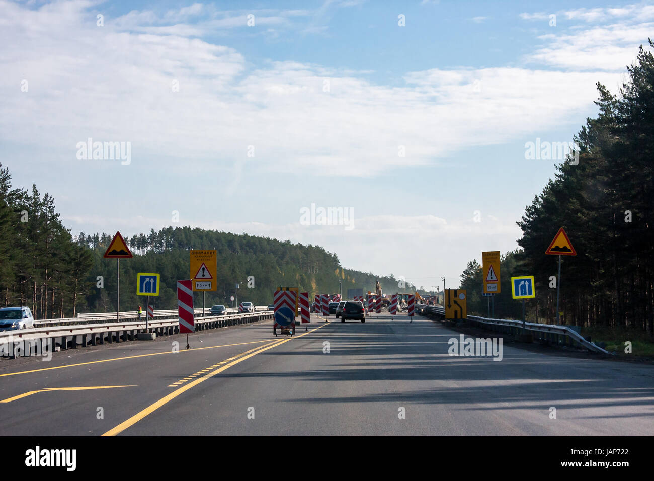 Warning Signs On The Road High Resolution Stock Photography and Images ...
