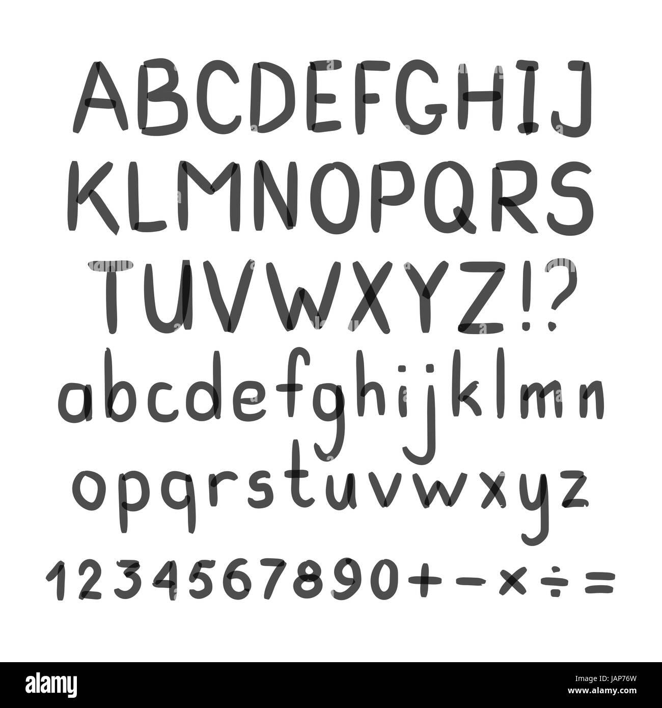 Marker Hand Written Doodle Symbols Vector. Letters, Numbers, Symbols ...
