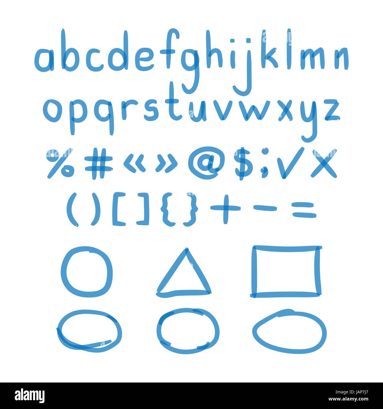 Marker Hand Written Doodle Letters, Mathematical Symbols Vector Stock ...