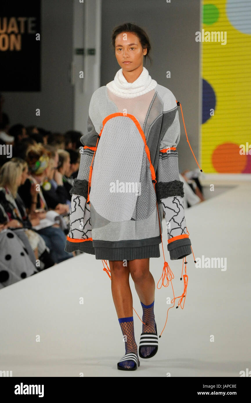 London, UK. 7 June 2017. A model presents a look by Bethany Griffiths ...