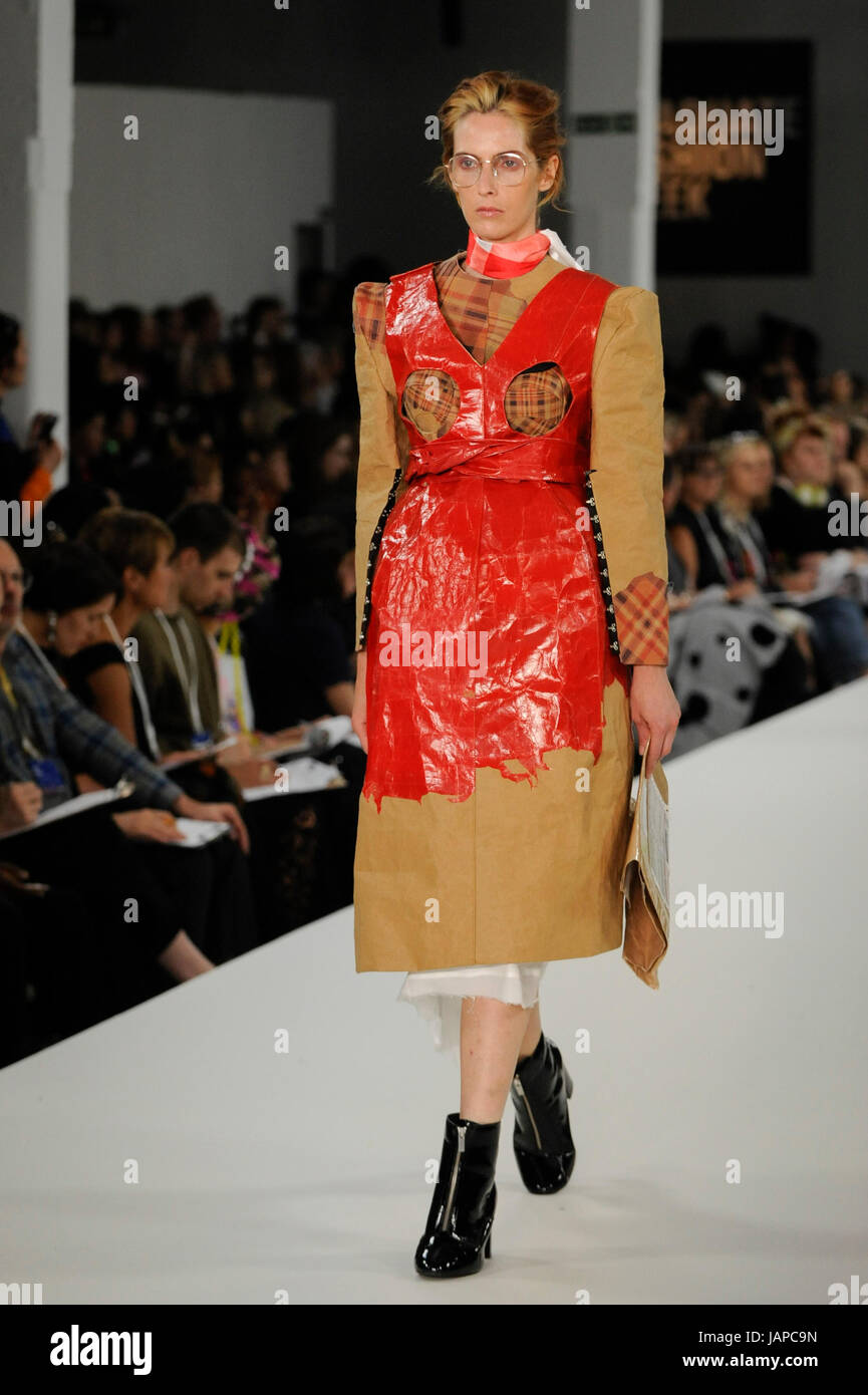 London, UK. 7 June 2017. A model presents a look by Halina North from ...
