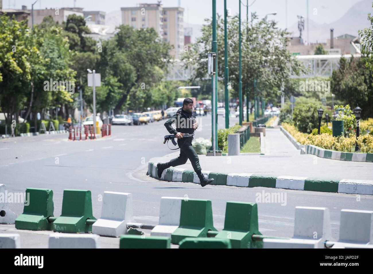 Tehran, Iran. 7th June, 2017. Iranian police officers conduct an ...