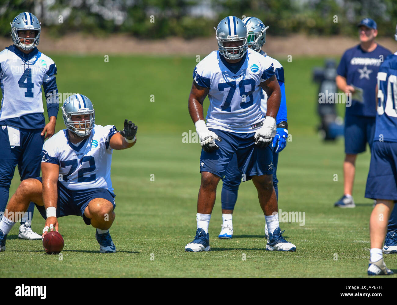 June 06, 2017: Dallas Cowboys center Travis Frederick #72 left and ...