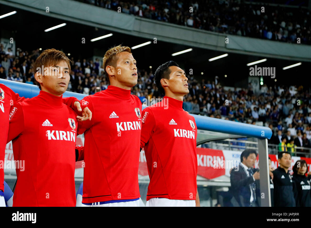 Tokyo, Japan. 7th June, 2017. (L-R) Takashi Inui, Keisuke Honda ...