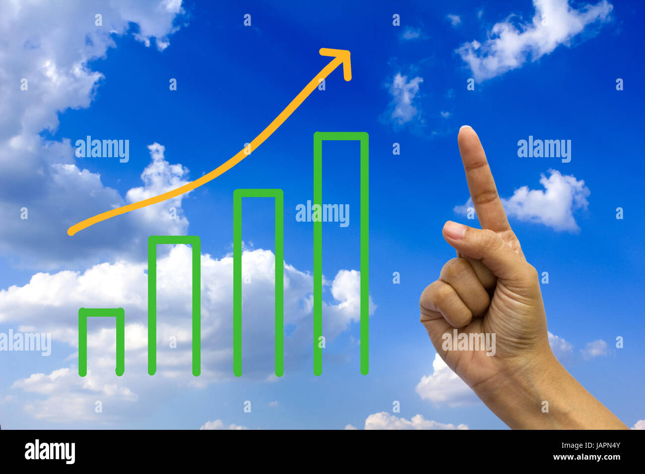 Hand and business graph Stock Photo - Alamy