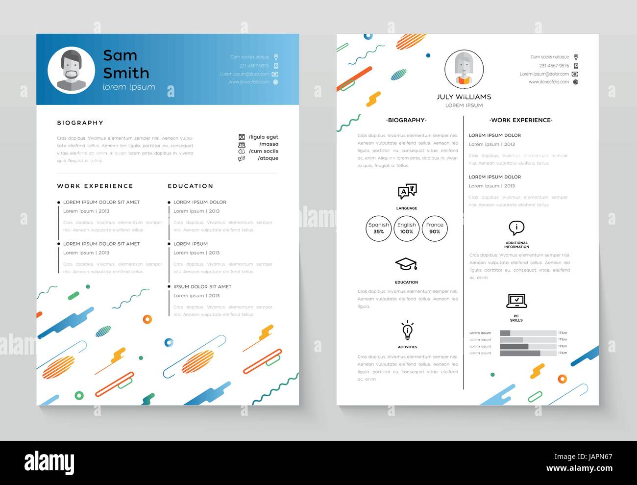 Personal Resume - vector template illustration Stock Vector Image & Art ...