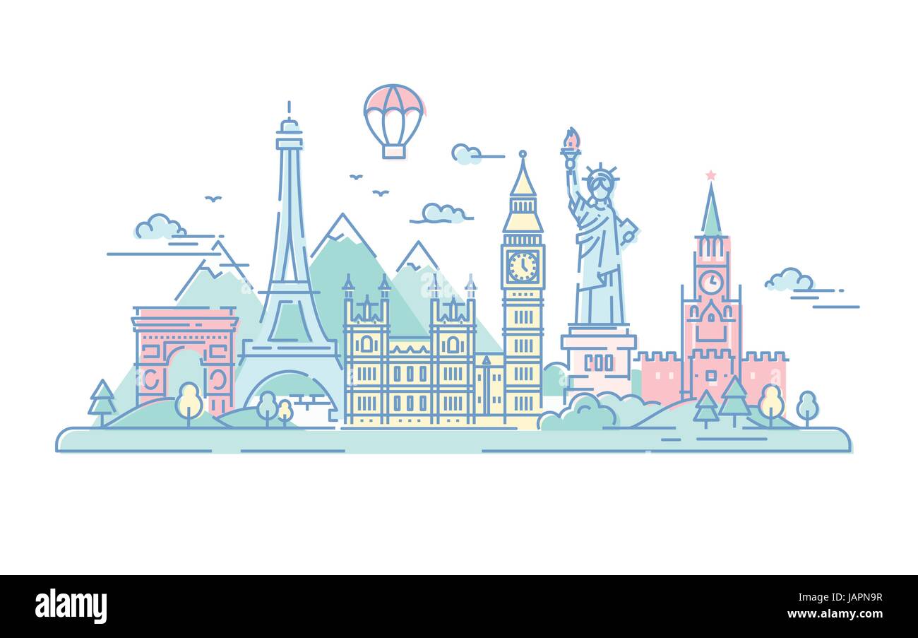 Countries - vector line travel illustration Stock Vector Image & Art ...