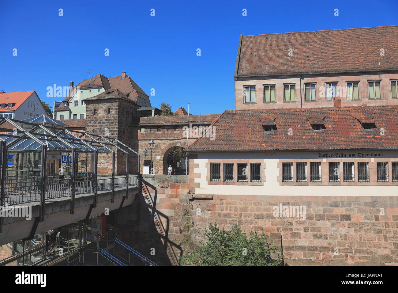 Nuremberg, gate Kartaeusertor and old building of the Germanisches ...