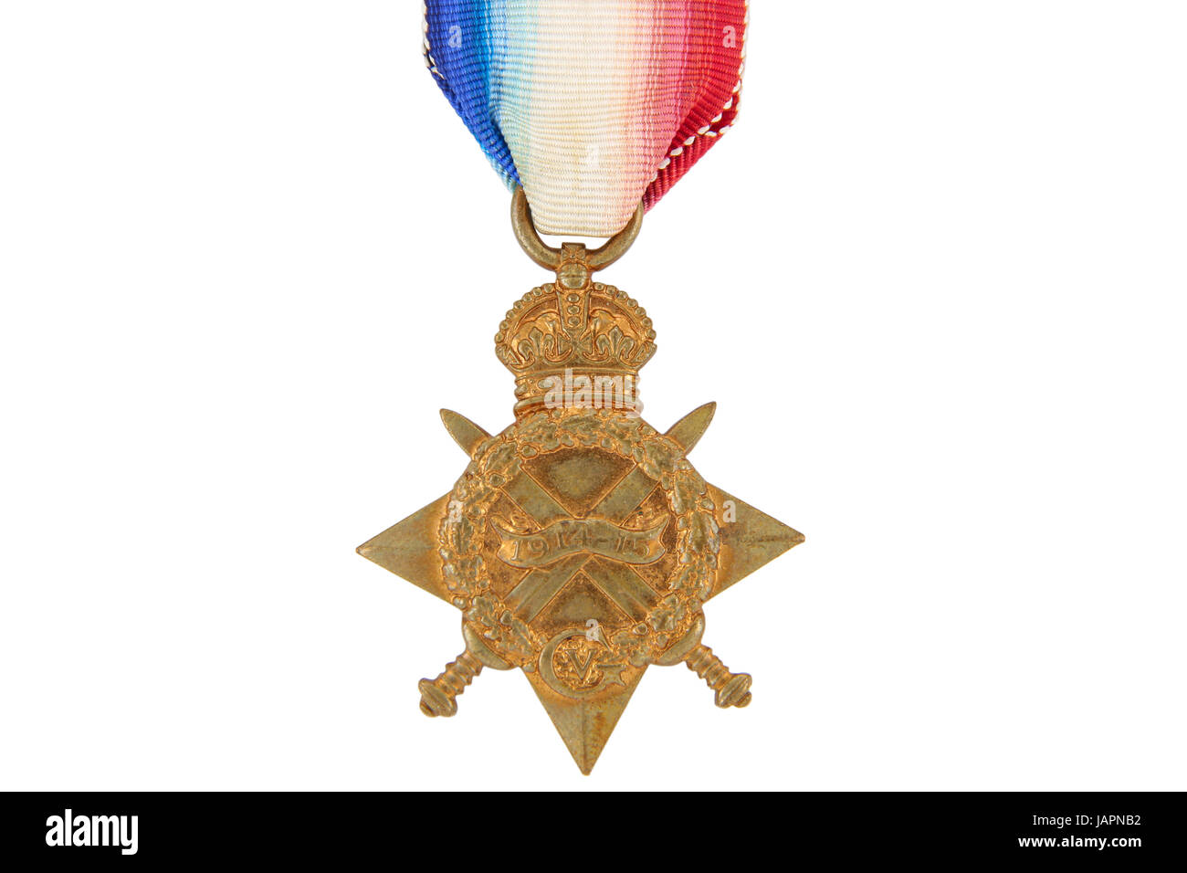 Vintage British military medal (star of merit) with ribbon, Mons Star ...