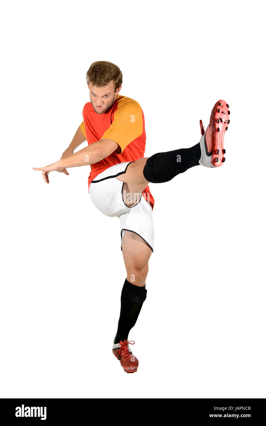 Football player isolated in white Stock Photo - Alamy