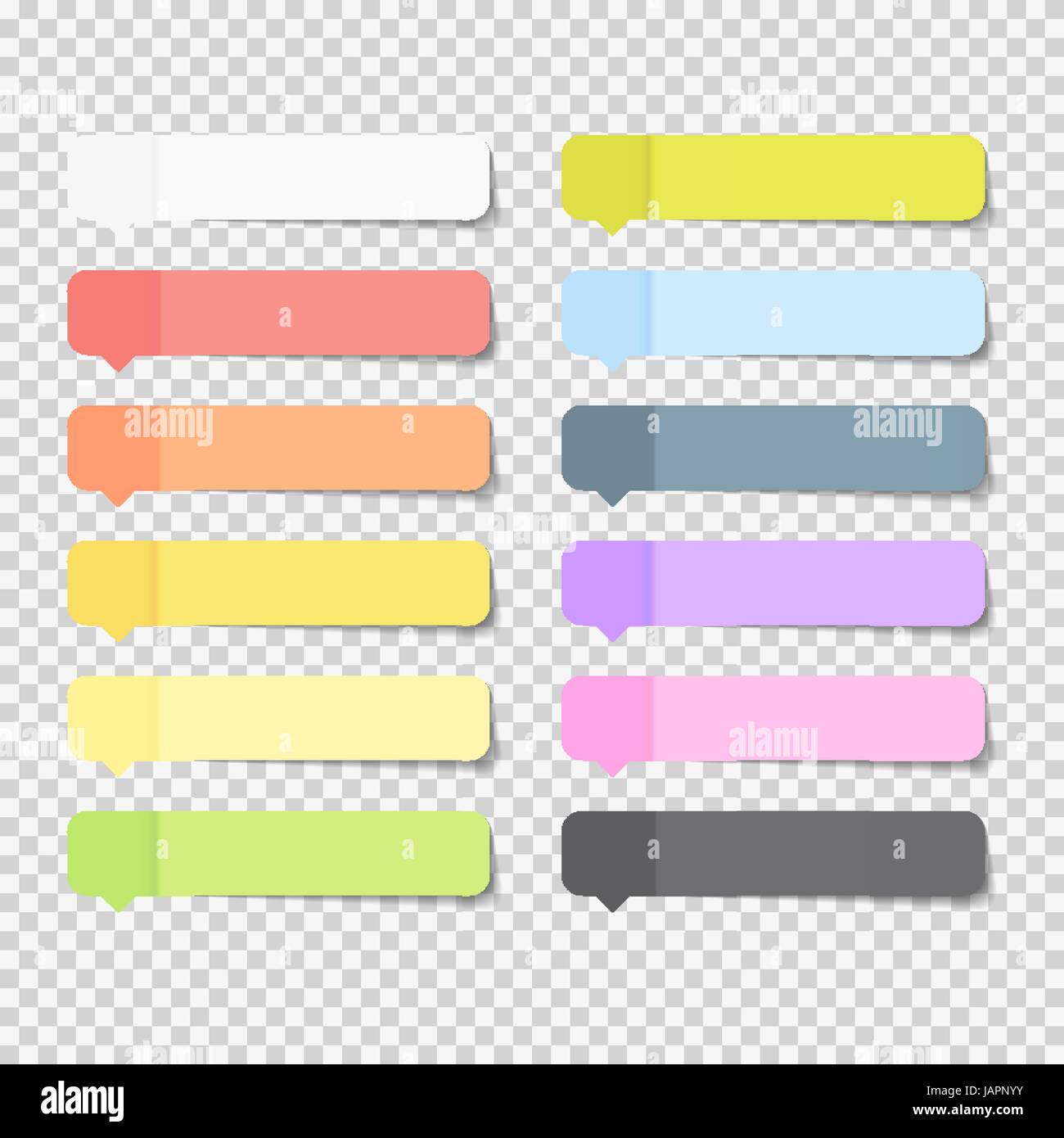 Sticky Office Paper Sheets Notes Pack Collection Set with Shadow ...