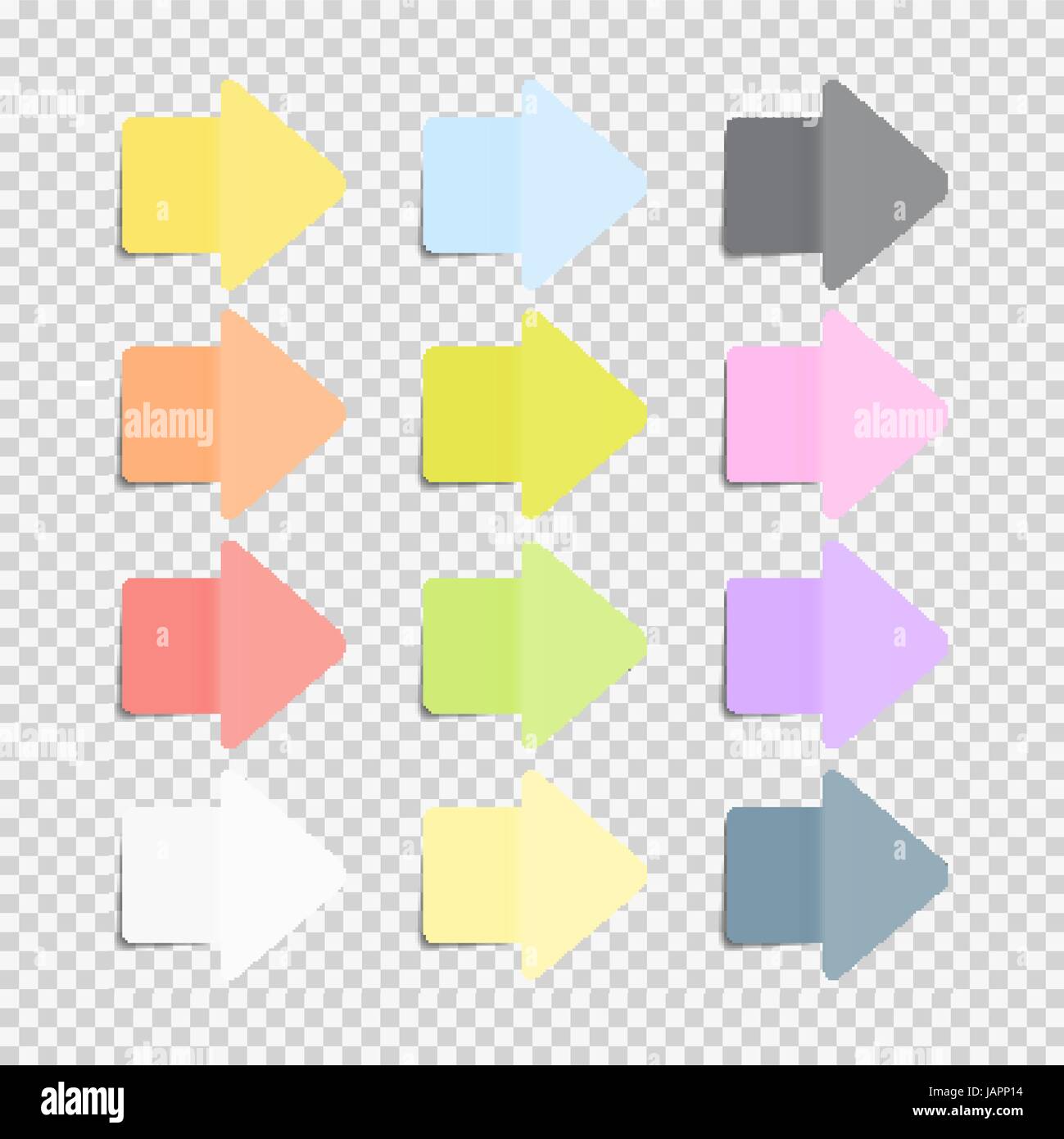 Sticky Office Paper Sheets Notes, Arrow Sign Pack Collection Set with ...