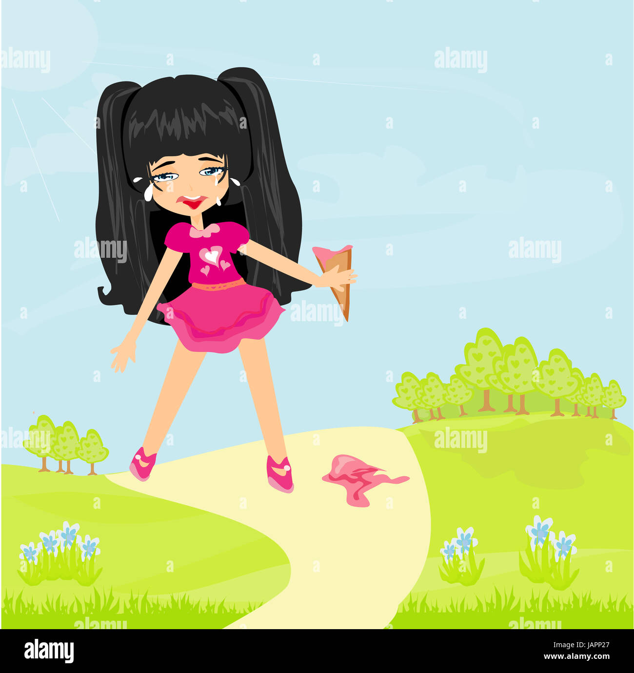 Cartoon girl crying ice cream hi-res stock photography and images - Alamy