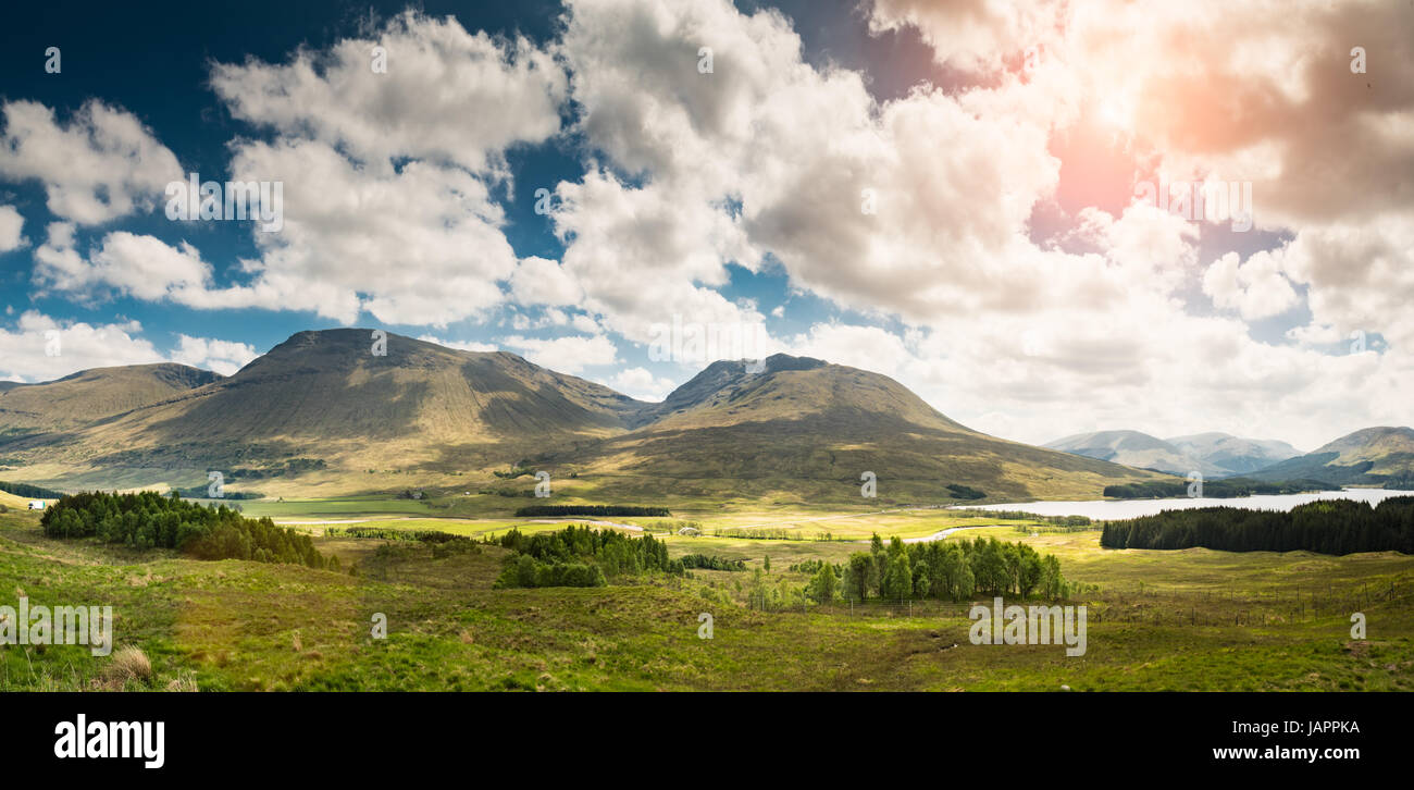 View at loch tulla from view point. Landscape of Scotland Stock Photo ...